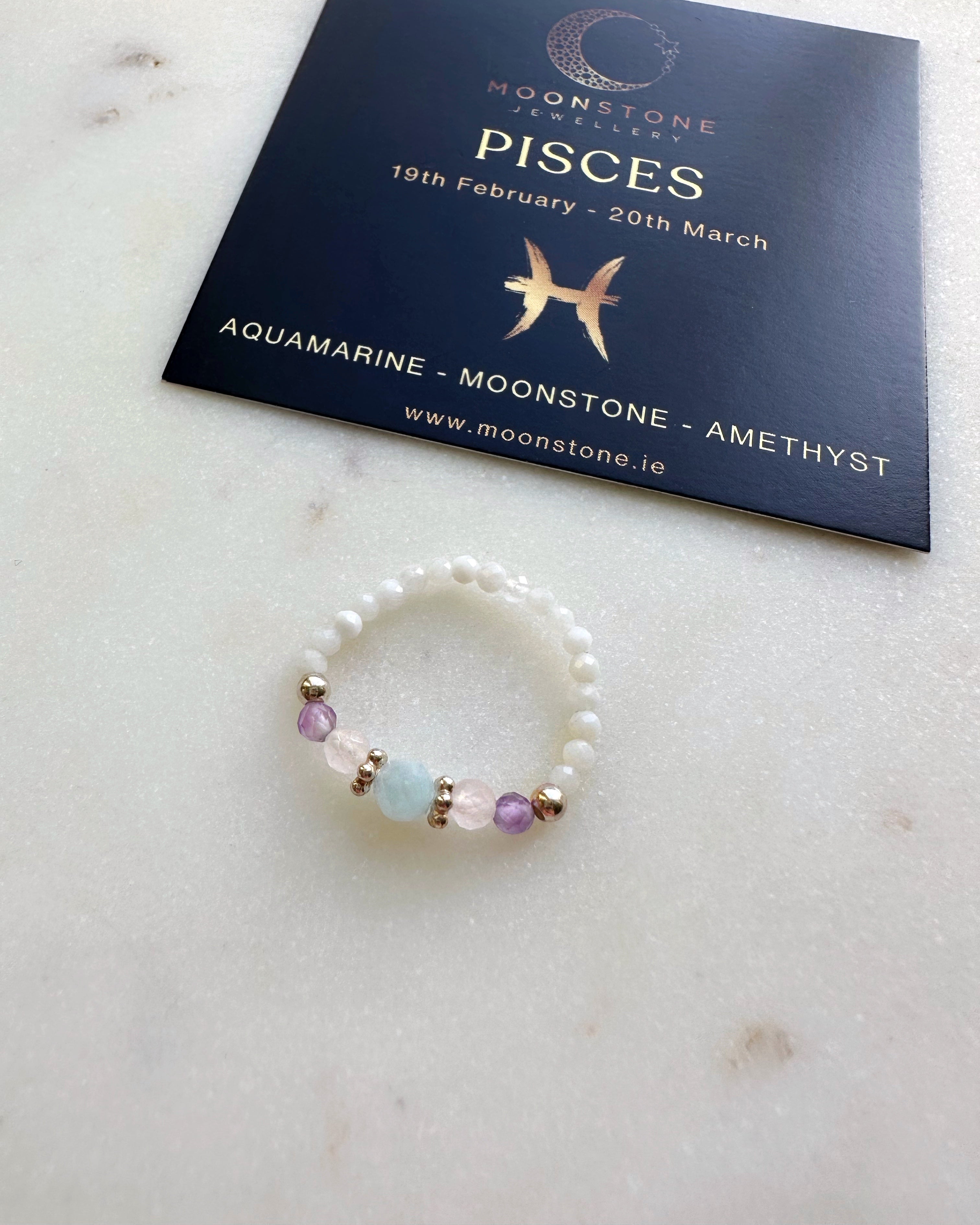 Zodiac - Pisces ring – Moonstone Jewellery